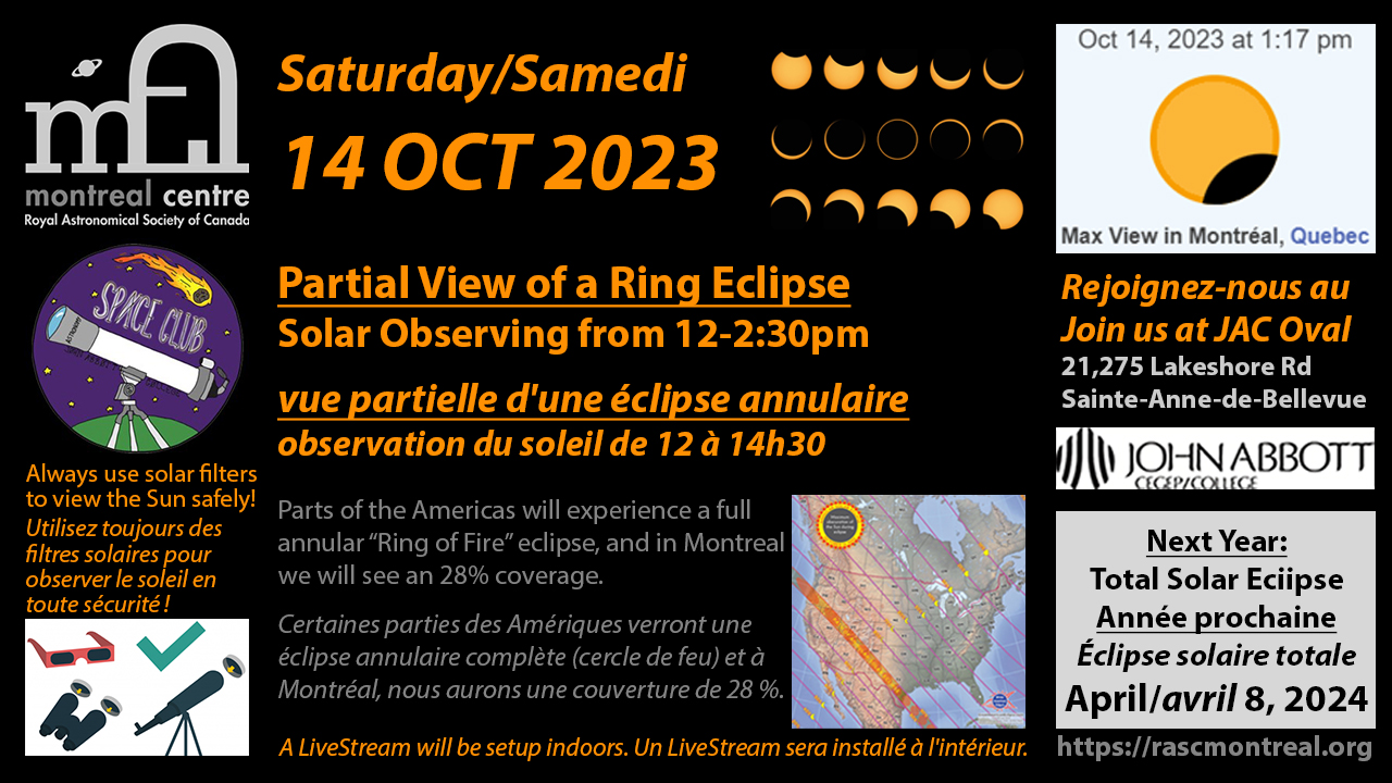 EVENT: Annular Solar Eclipse - October 14th, 2023 @ NOON - RASC ...