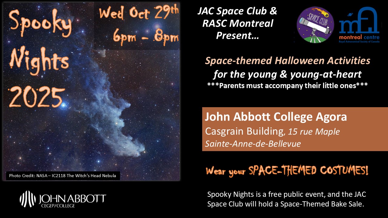 EVENT: Spooky Nights Oct 29th 6pm-8pm - RASC Montreal Centre